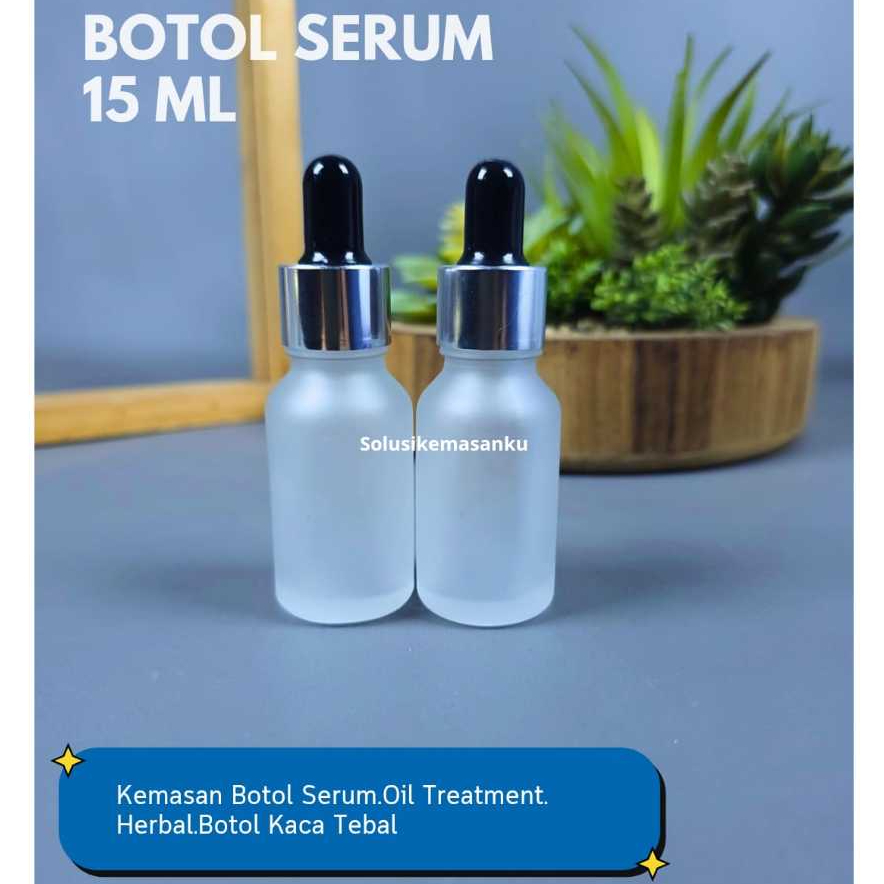 Jual Botol Kaca Pipet 15 Ml Natural Frosted - Ring Alumunium Silver ...