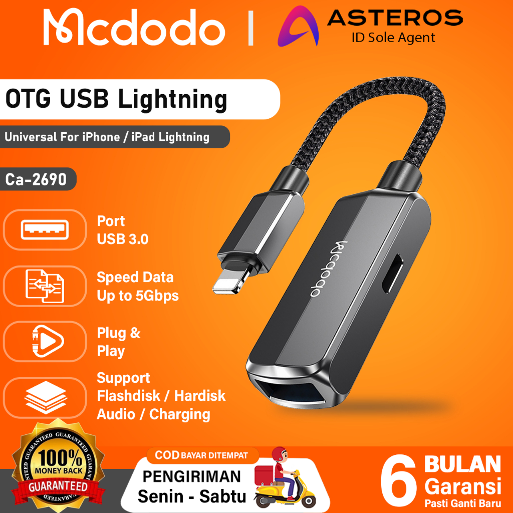 Jual MCDODO Adapter OTG iPhone to USB 3.0 Flashdisk Hardisk with ...