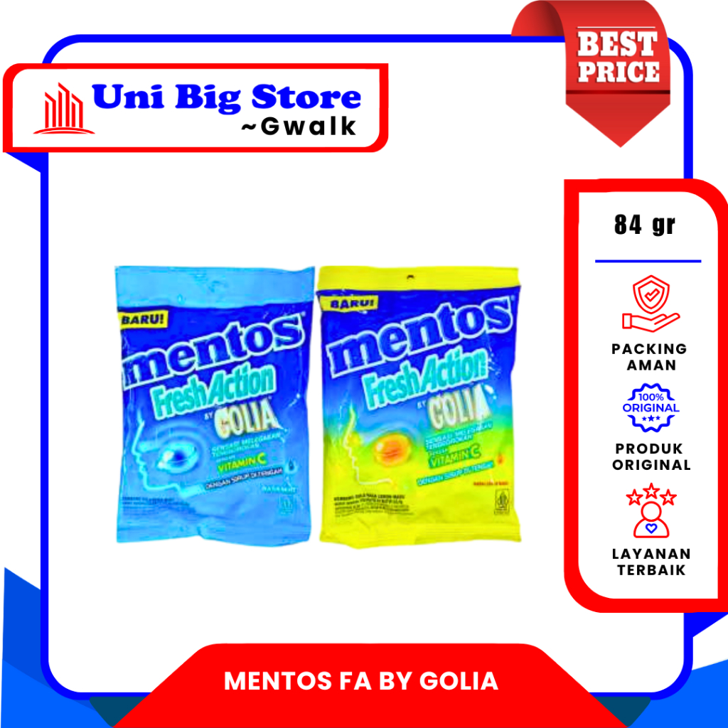 Jual MENTOS FRESH ACTION BY GOLIA PERMEN DENGAN VITAMIN C MINT LEMON ...