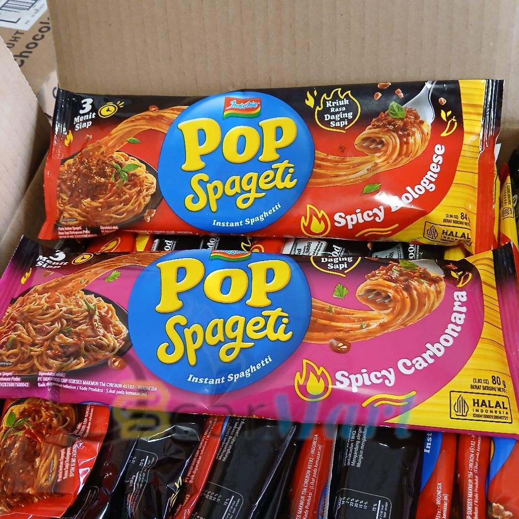 Jual INDOMIE POP SPAGETI Spicy Bolognese Carbonara Instant Spaghetti ...