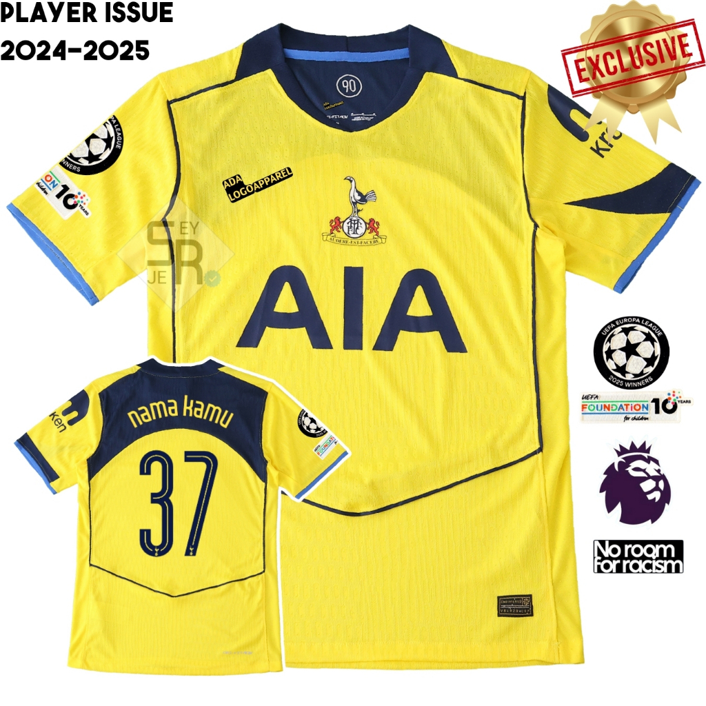 Jual PLAYER ISSUE Tttnhm Htsprs 3rd 2025 2026 Jersey Third Pi Kuning Baju Sepak Bola Full Patch ...