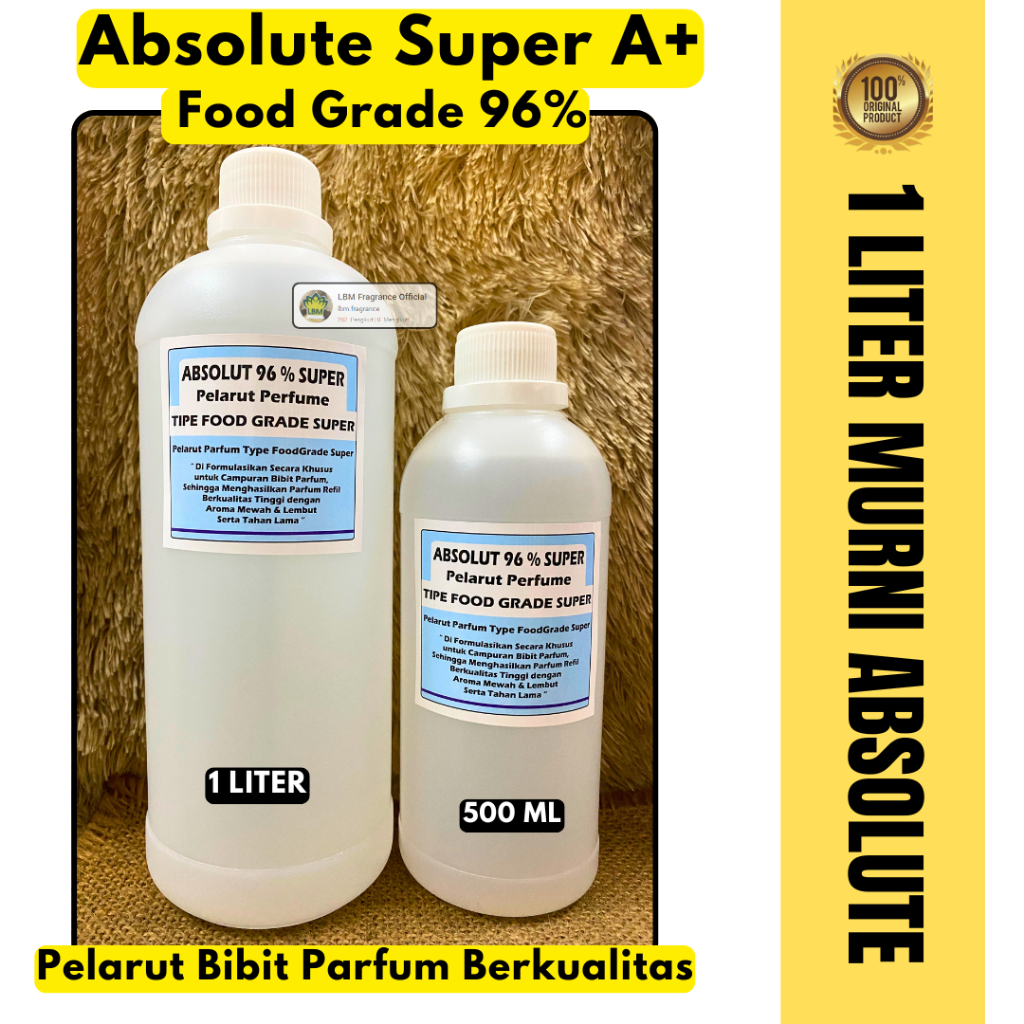 Jual Pelarut Bibit Parfum ABSOLUTE 96 % FOODGRADE Berkualitas 1 LITER ...