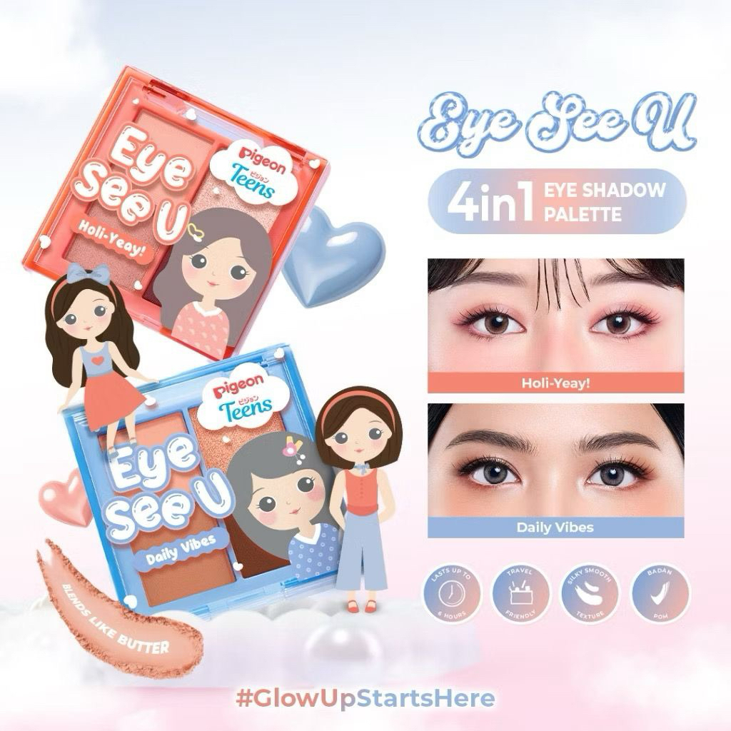Jual Pigeon Teens Eye See U Eyeshadow Daily Vibes & Holi-Yeay Palet ...