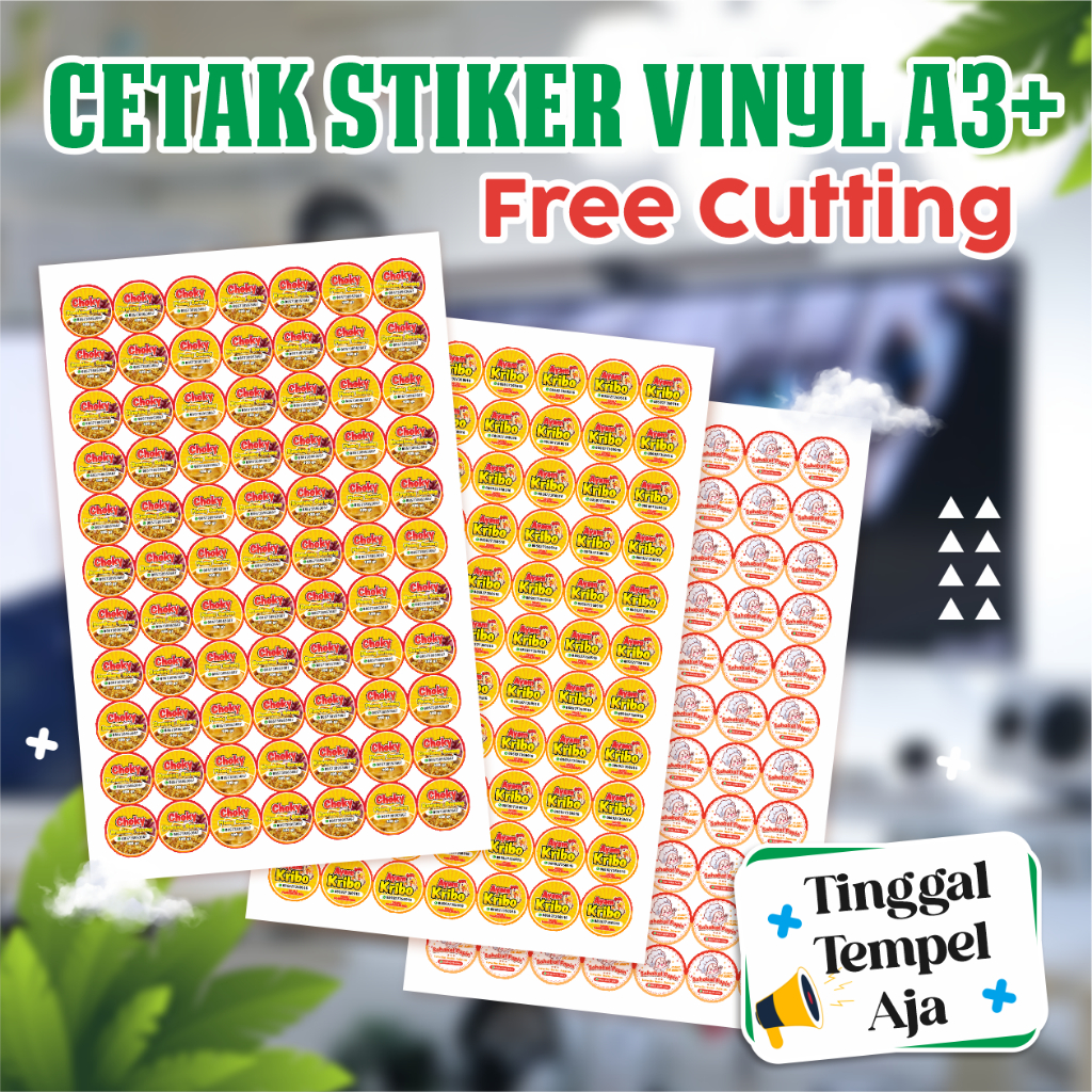 Jual Stiker Label Kemasan Custom A3+ Gratis Desain, Cetak stiker Vinyl ...