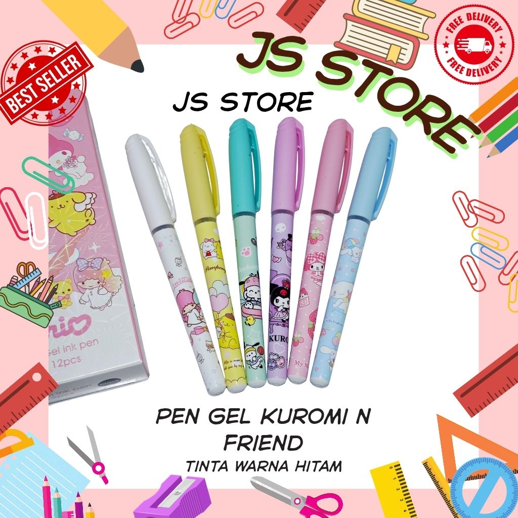 Jual (12Biji) Pen Pulpen Gel Karakter Per Lusin Capybara Kuromi ...