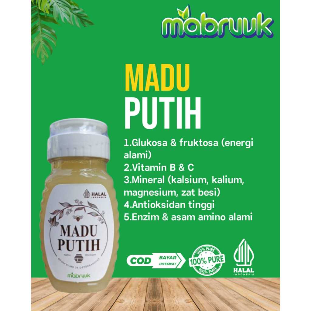 Jual Madu Putih Mabruuk 135gram halal sehat dan alami | Shopee Indonesia