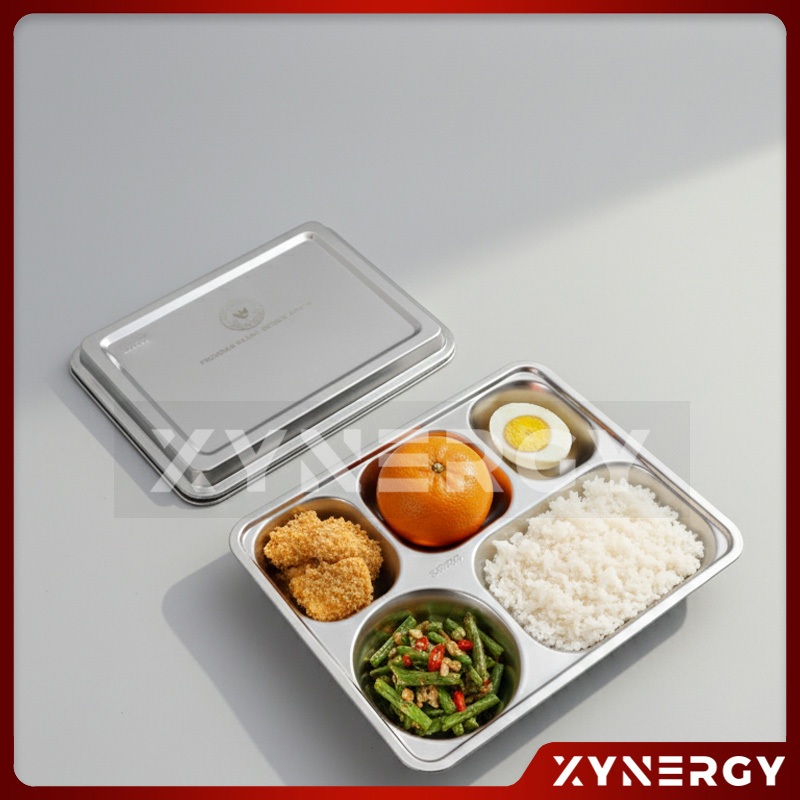 Jual Nampan Makan Stainless Food Tray Sekat + Tutup Ompreng MBG ...