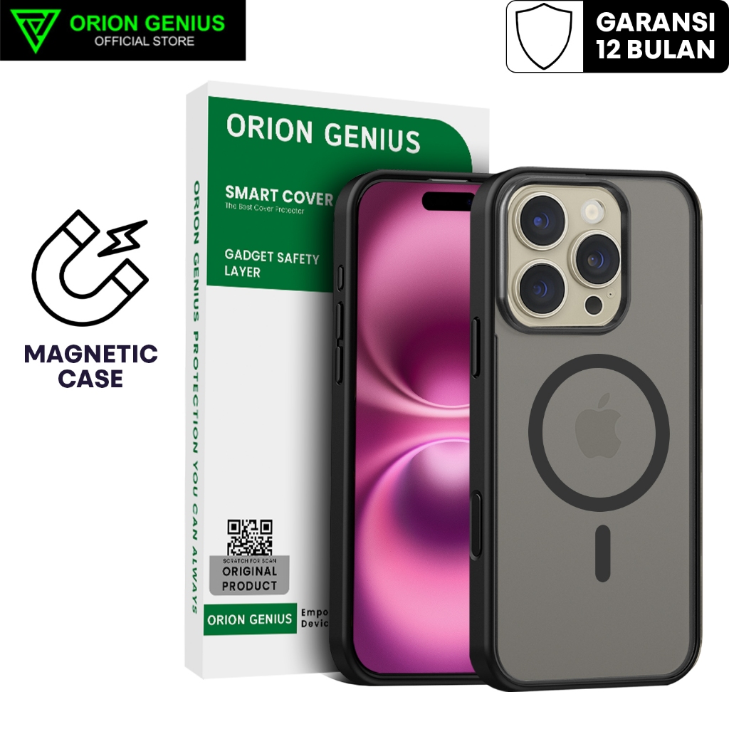 Jual Orion Genius Case iPhone MagSafe Black Magnetic Wireless Charging ...