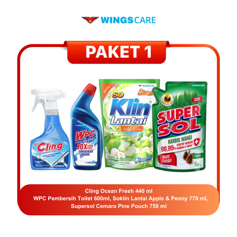 Jual Cling Biru Botol 440 ml + So Klin Lantai Hijau Muda 770 ml ...