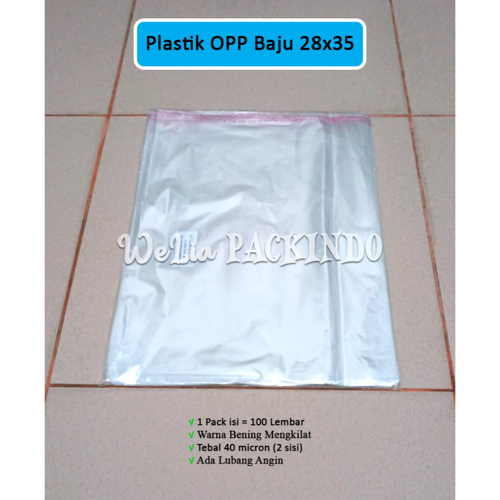 Jual Plastik OPP Baju 28x35 isi 100 Lembar / Plastik OPP Seal Lem ...
