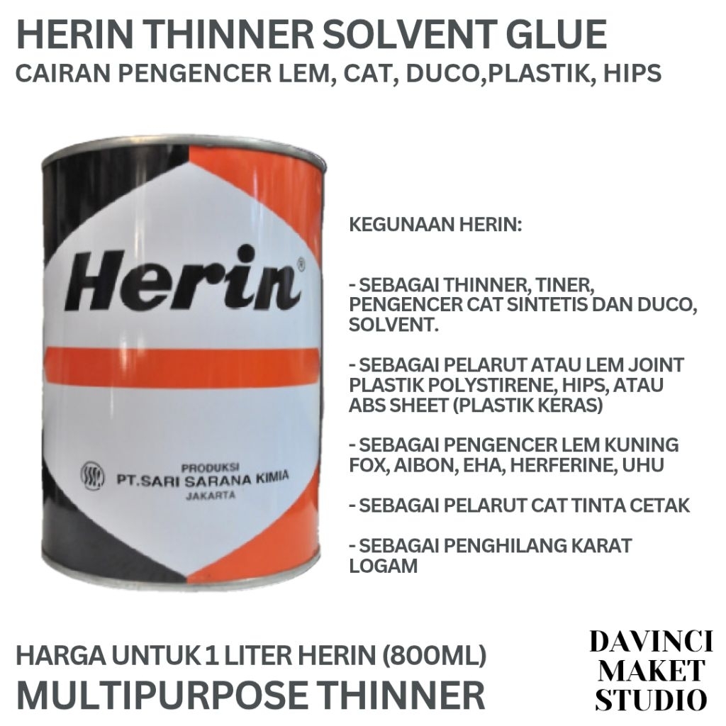 Jual HERIN Thinner Glue Solvent 1L Original - Cairan Serbaguna Tiner ...