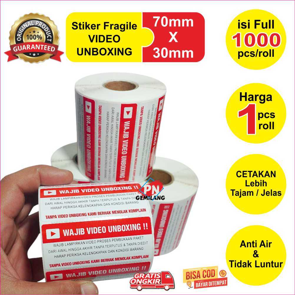 Jual Stiker FRAGILE Video Unboxing 70 x 30 isi Full 1000 pcs Stiker ...