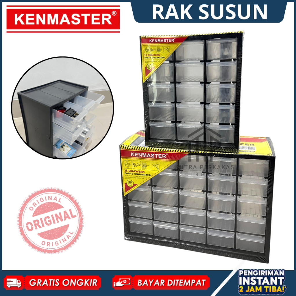 Jual Kenmaster Rak Susun Mini 25 Slot - Rak Drawer Rak Komponen 15 Laci ...