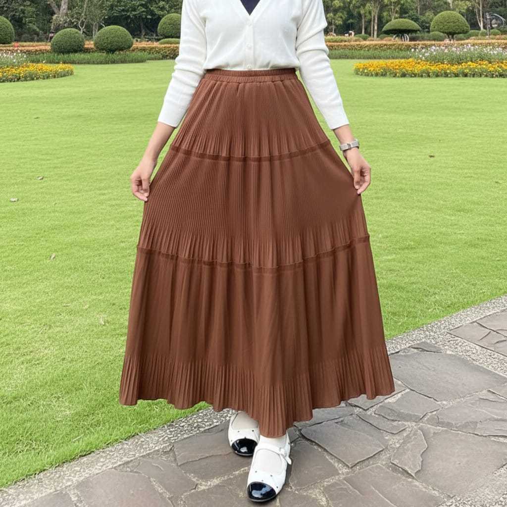 Jual Rok Plisket Cabang Wanita - Rok flare Pleats Skirt Ruffle - Rok ...