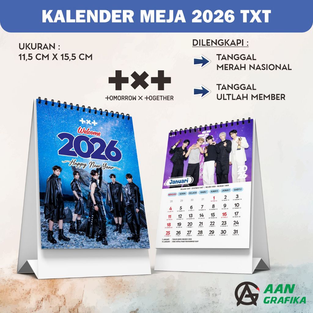 Jual KALENDER MEJA 2026 - KPOP TXT - Tomorrow X Together | Shopee Indonesia
