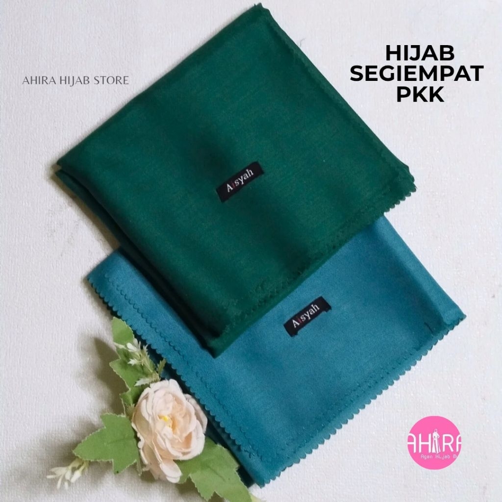Jual Hijab Segiempat Hijau & Biru PKK Bahan Voal Premium / Hijau ...