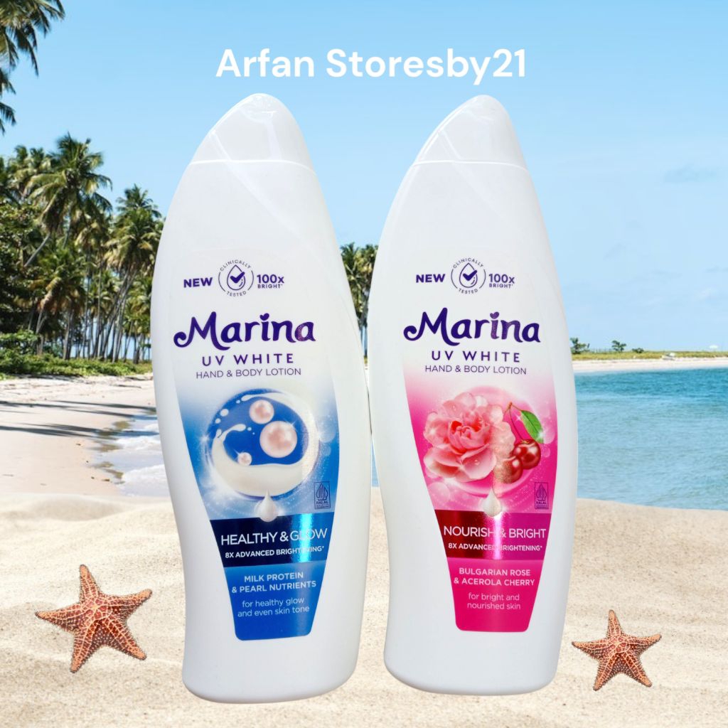 Jual MARINA Hand & Body Lotion UV White HEALTHY GLOW Milk Protein ...