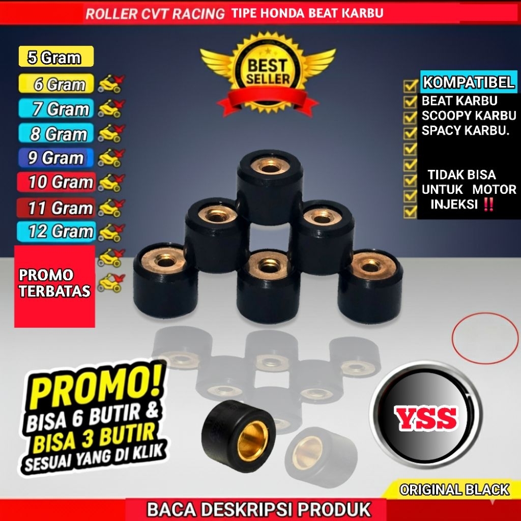 Jual Roller Roler YBK Honda Beat Karbu Scoopy Spacy Karbu Berat 5g 6g ...