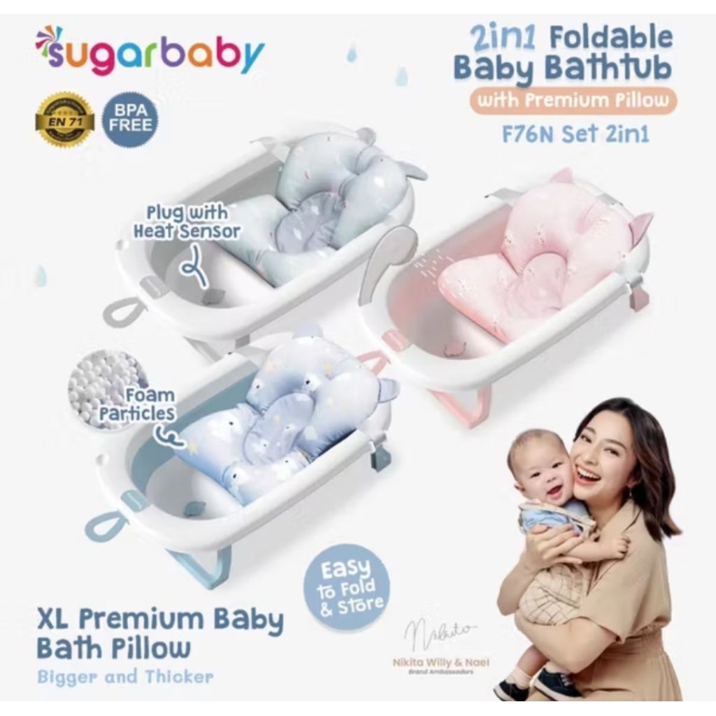 Jual SUGAR BABY 2IN1 Foldable Bath Tub F76N With Bath Pillow | Shopee ...
