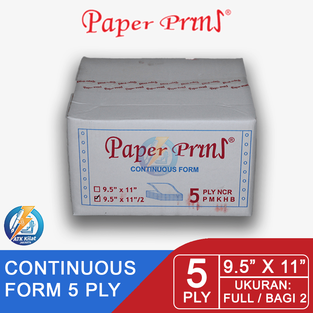 Jual KERTAS CONTINUOUS FORM 5 PLY PAPER PRINT 9.5 X 11 FULL BAGI 2 PRS ...