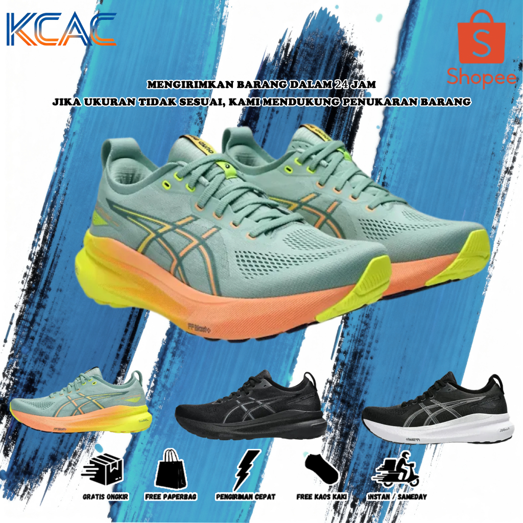 Jual Sepatu Lari Asics Gel-Kayano 31 Hitam Abu-abu Mengkilap Neon ...