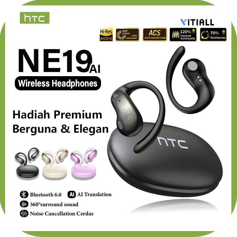 Jual HTC NE19 Earphone Bluetooth Terbuka, AI Pintar Peredam Bising ...