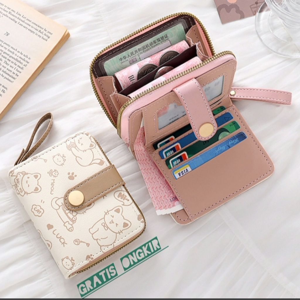 Jual (Produku) Dompet wanita Lipat MEOW CUTE Dompet Kartu Koin | Shopee ...