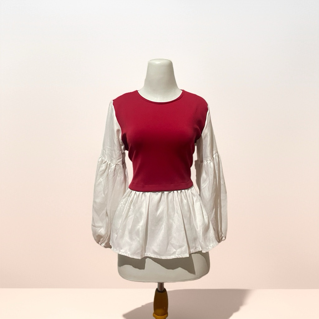 Jual Blouse Vest Merah Putih (2 in 1/Nyatu) | Shopee Indonesia