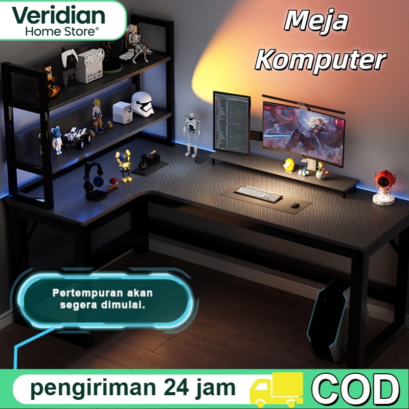 Jual Meja Gaming Pola Fiber Karbon L-Shape Meja Komputer Meja Belajar ...