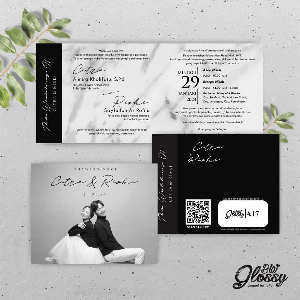 Jual UNDANGAN PERNIKAHAN GLOSSY HITAM PUTIH ELEGAN - UNDANGAN CETAK ...