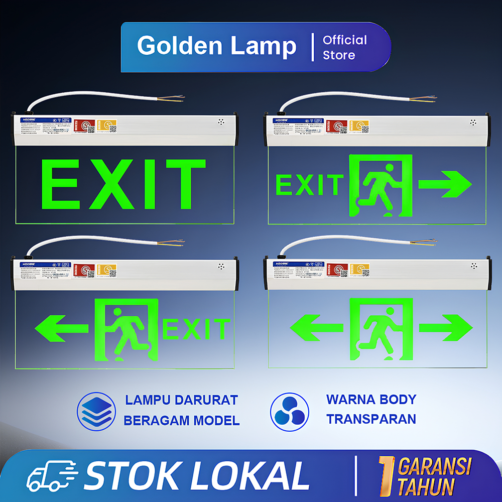 Jual Lampu Emergency EXIT Kaca Tempered Anti Pecah - Sistem Pemasangan Gantung, Tahan Benturan ...