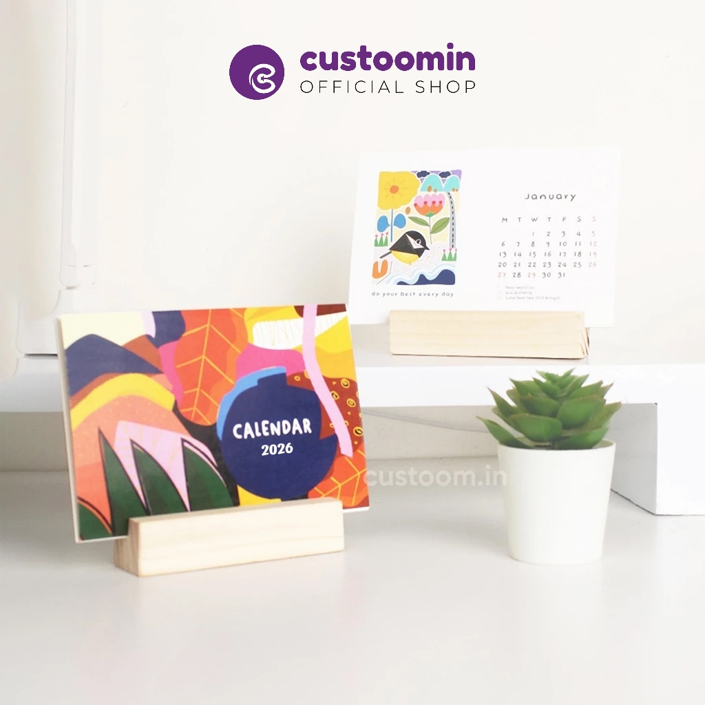 Jual Kalender 2026 | Decoration Calendar | A6 Size | Wooden Stand ...