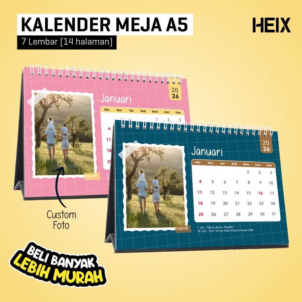 Jual Kalender Meja A5 Custom FOTO 7 Lbr GRID - 14 Hal Duduk Calendar ...