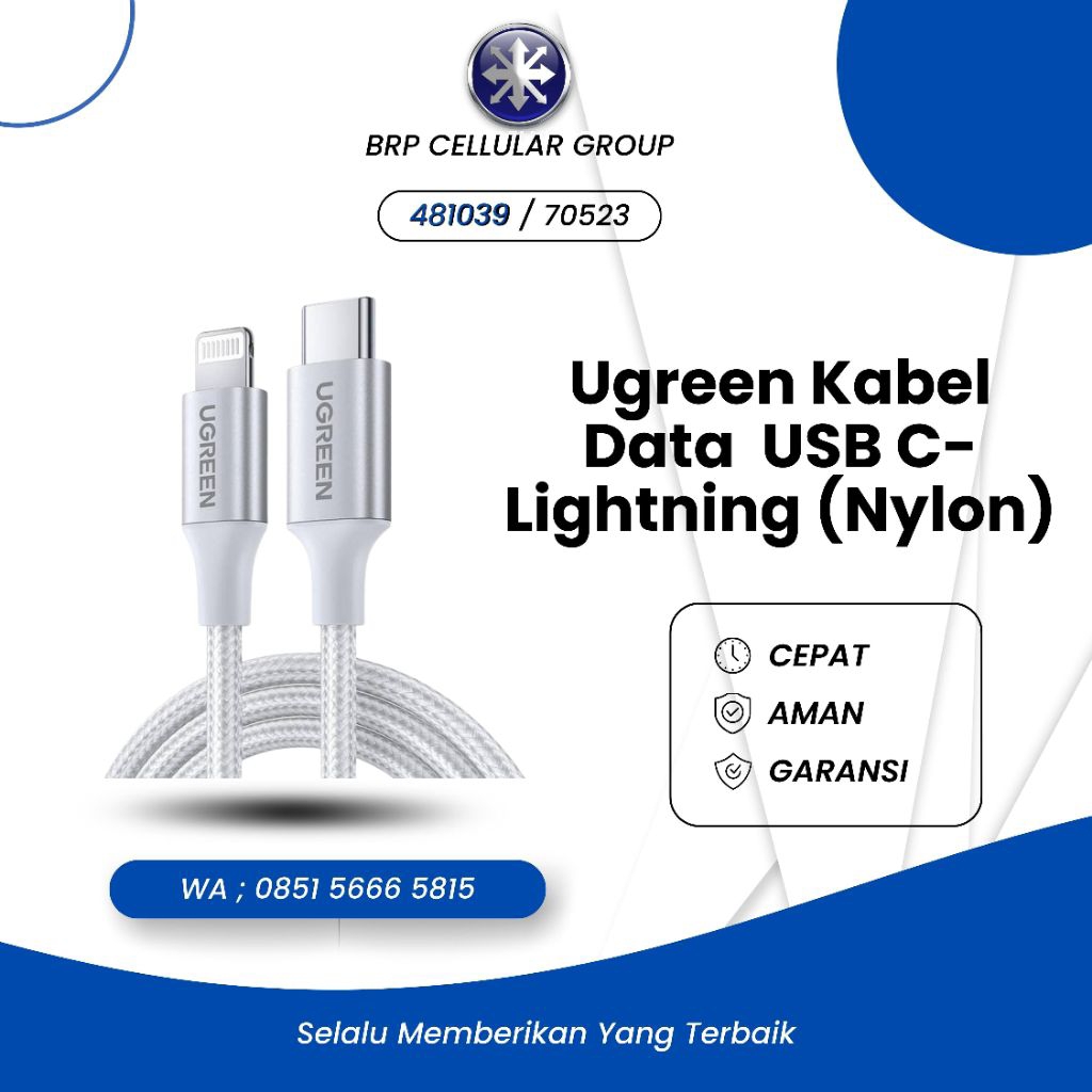 Jual UGREEN Kabel data C to Lightning (nylon) | Shopee Indonesia
