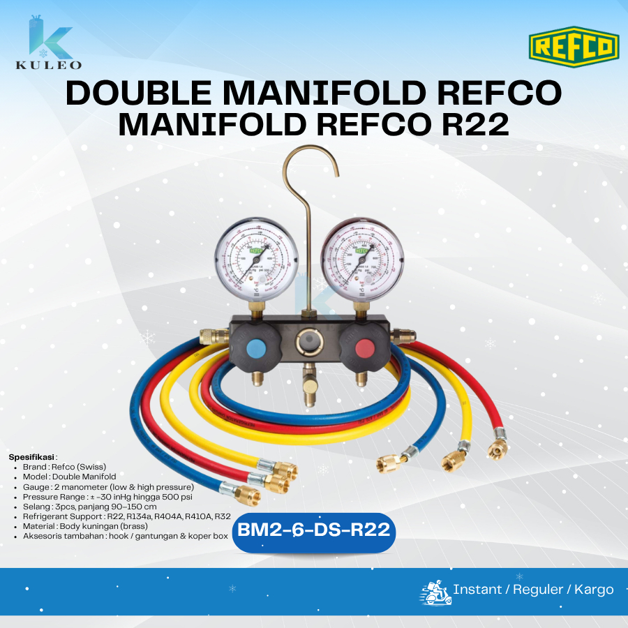 Jual Double Manifold Refco BM2-6-DS R22 - Alat Ukur Tekanan AC Double ...