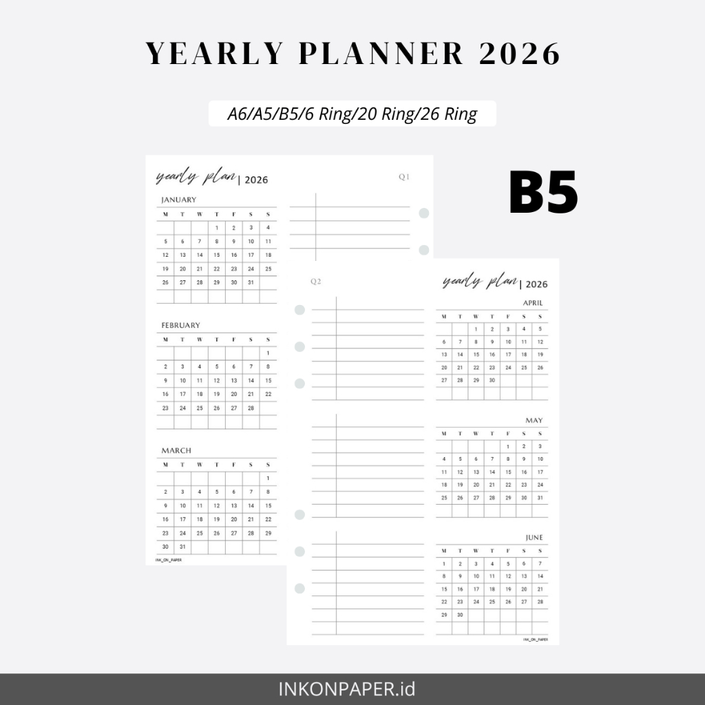 Jual B5 - Planner 2026, Yearly Planner 2026 by INK_ON_PAPER | Shopee ...