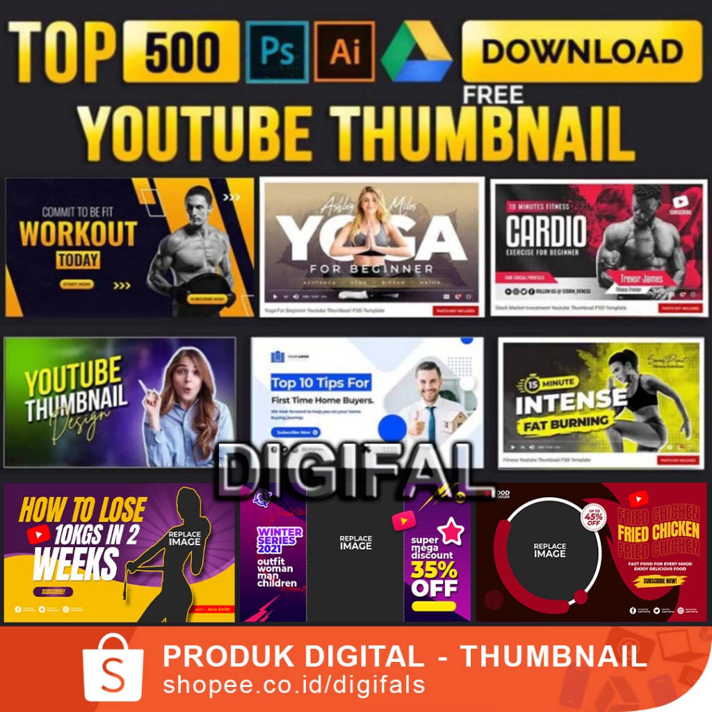 Jual TOP 500+ Youtube Thumbnail Design Format PSD | Shopee Indonesia
