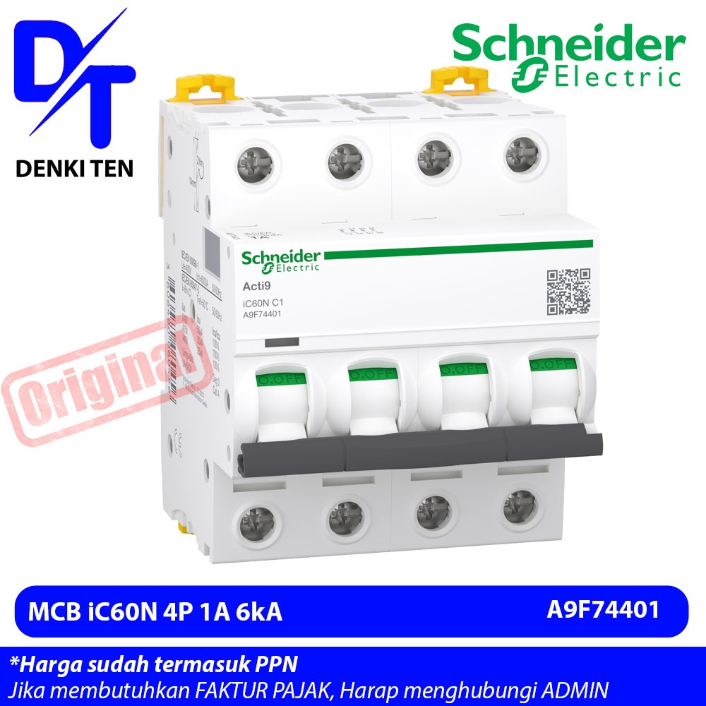 Jual MCB iC60N 4P 1A 6kA A9F74401 ORIGINAL SNI SCHNEINDER | Shopee ...