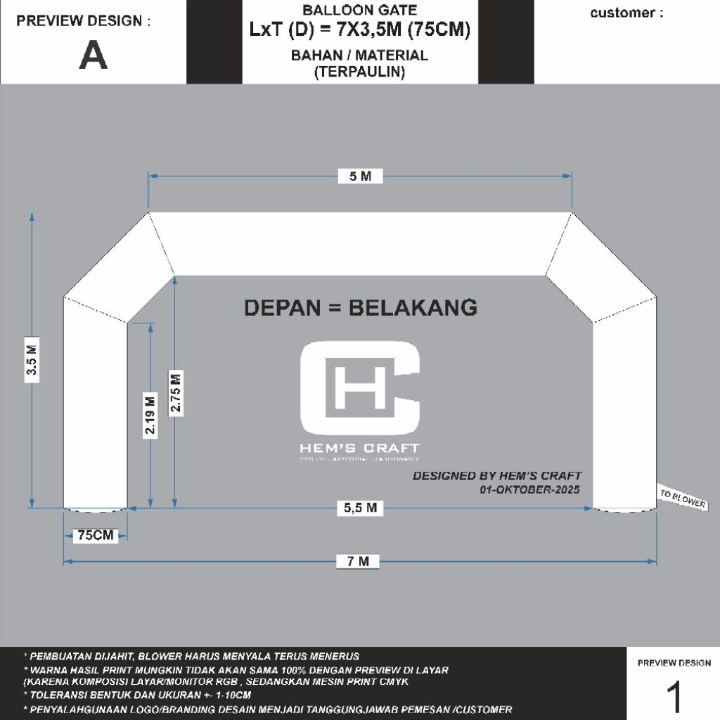 Jual Balon Gate 7x3.5 Meter | Terpaulin | Gapura Balon | Inflatable ...