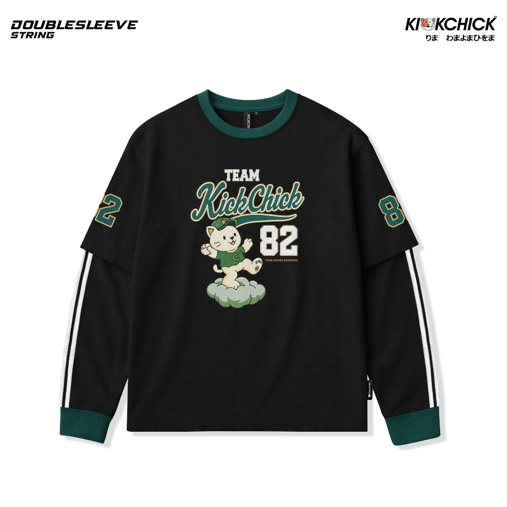 Jual Kickchick Doublesleeve String Team 82 Black | Kaos Atasan | Lengan ...