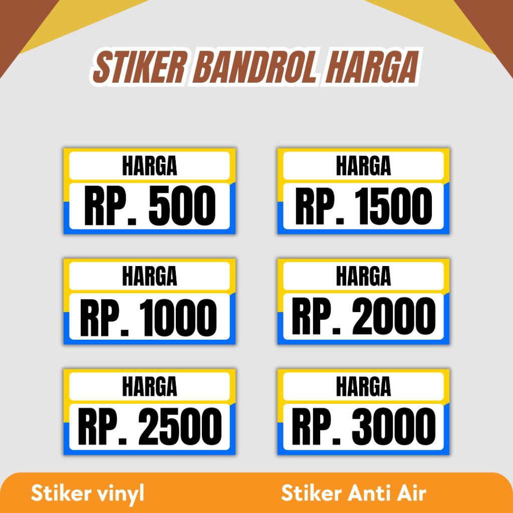 Jual Stiker bandrol harga sticker vinyl anti air stiker harga toko ...