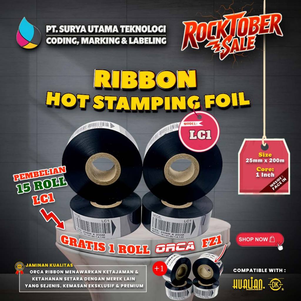 Jual Ribbon Tape LC1 25 x 200 Pita Tinta Coding Cetak Expired Hot ...