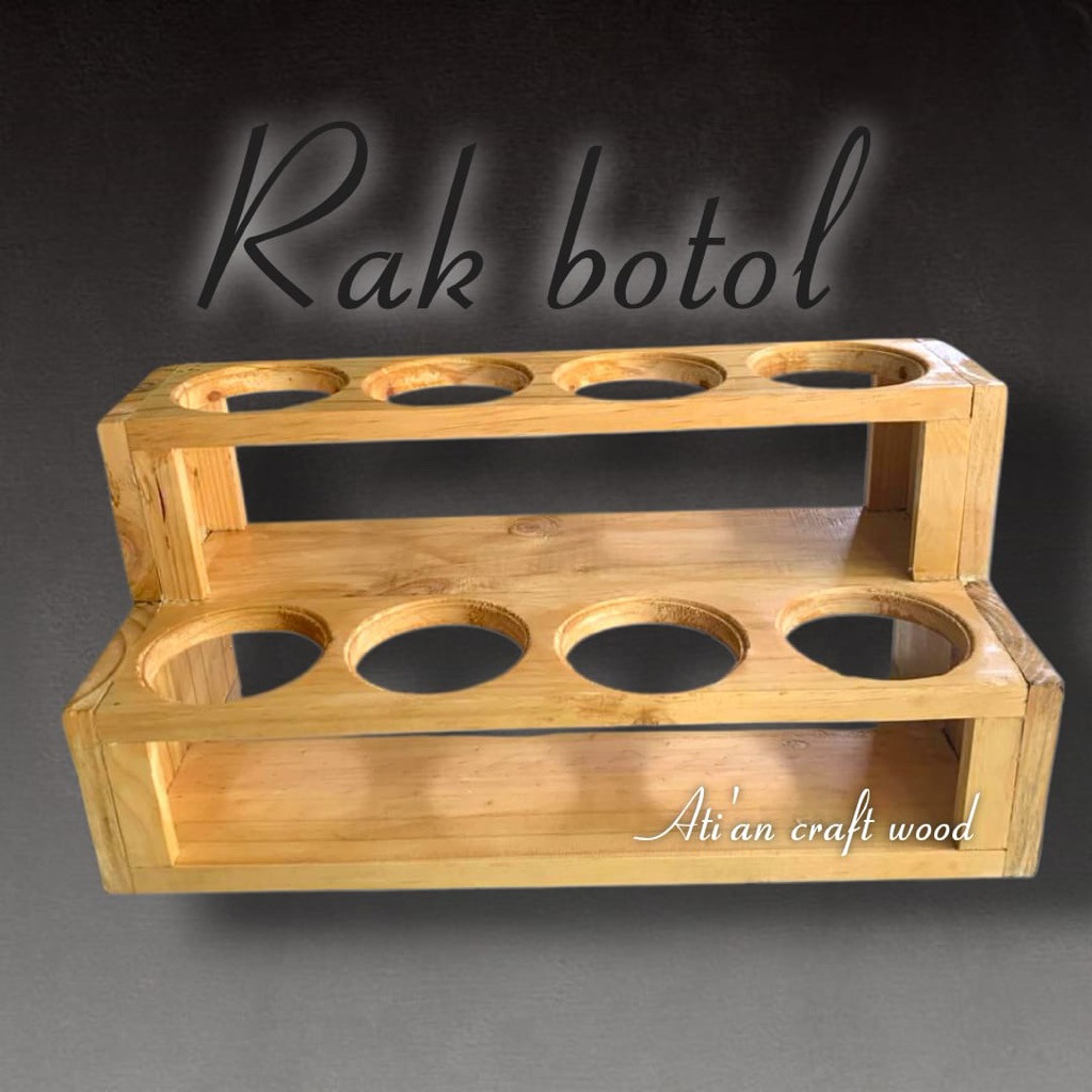 Jual Rak botol susun 8 lubang kayu aestetik display botol | Shopee ...