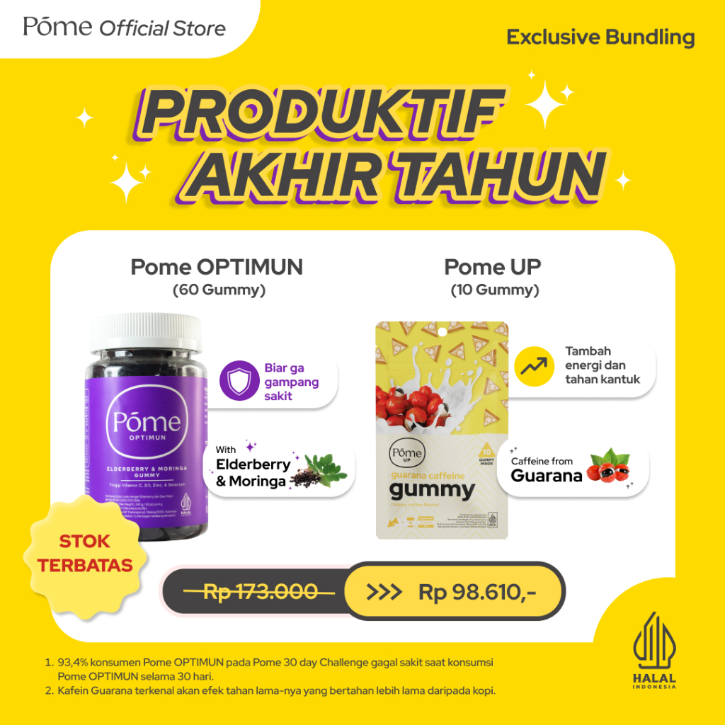 Jual Produktif Akhir Tahun - Paket Gummy 1 Botol Pome OPTIMUN dan 1 ...