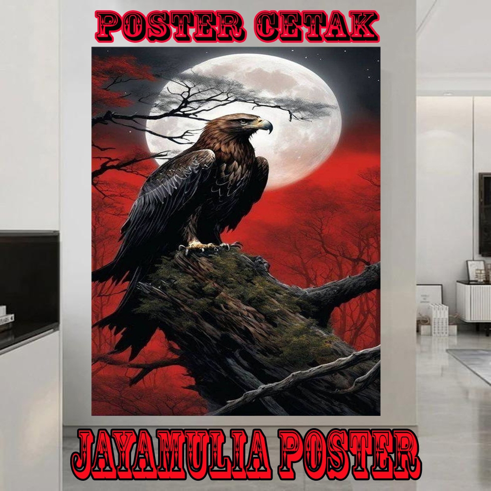 Jual POSTER CETAK BURUNG ELANG DI ATAS POHON J29/HIASAN DINDING/TANPA ...