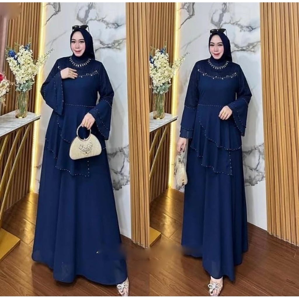 Jual Dress Kondangan Daraa Dress Mix brukat Aplikasi Payet Mutiara ...