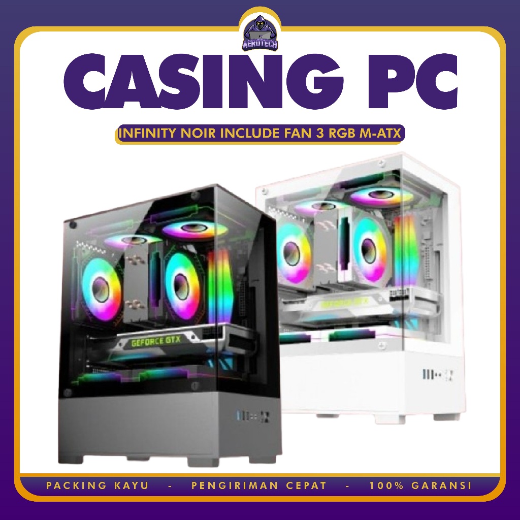 Jual CASING INFINITY NOIR TEMPERED GLASS M-ATX GAMING CASE INCLUDE FAN ...