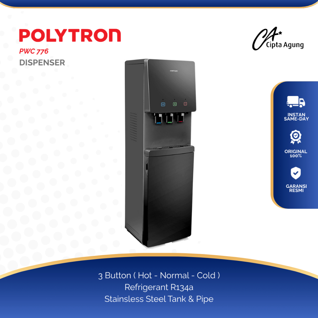 Jual DISPENSER GALON BAWAH POLYTRON HYDRA PWC-776 PWC776 PWC 776 HITAM ...