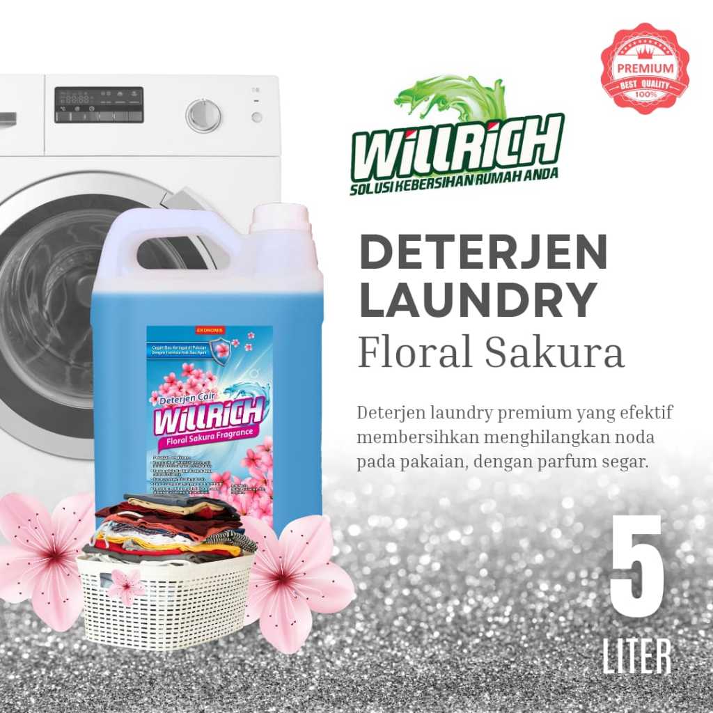 Jual Willrich Deterjen Laundry Parfume Floral Sakura Fragrance 5 liter ...