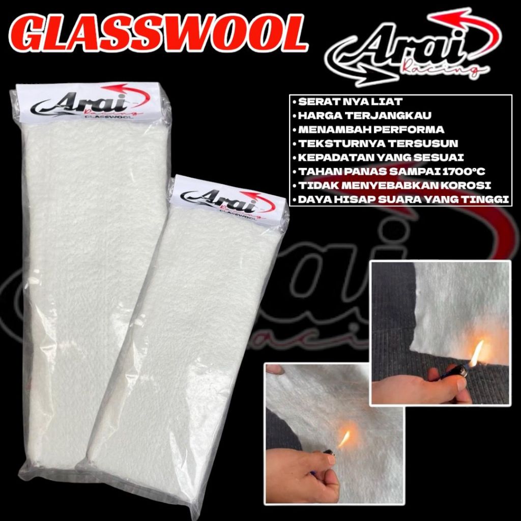 Jual ARAI GLASSWOOL GASBUL GASWOL KNALPOT RACING ANTI BAKAR TAHAN PANAS ...